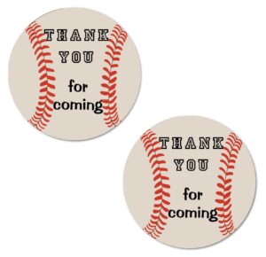 40 thank you baseball labels, 2 inch big round glossy stickers, great stickers for birthday party, baby shower, wedding, graduation, or any family event decorations, made in usa