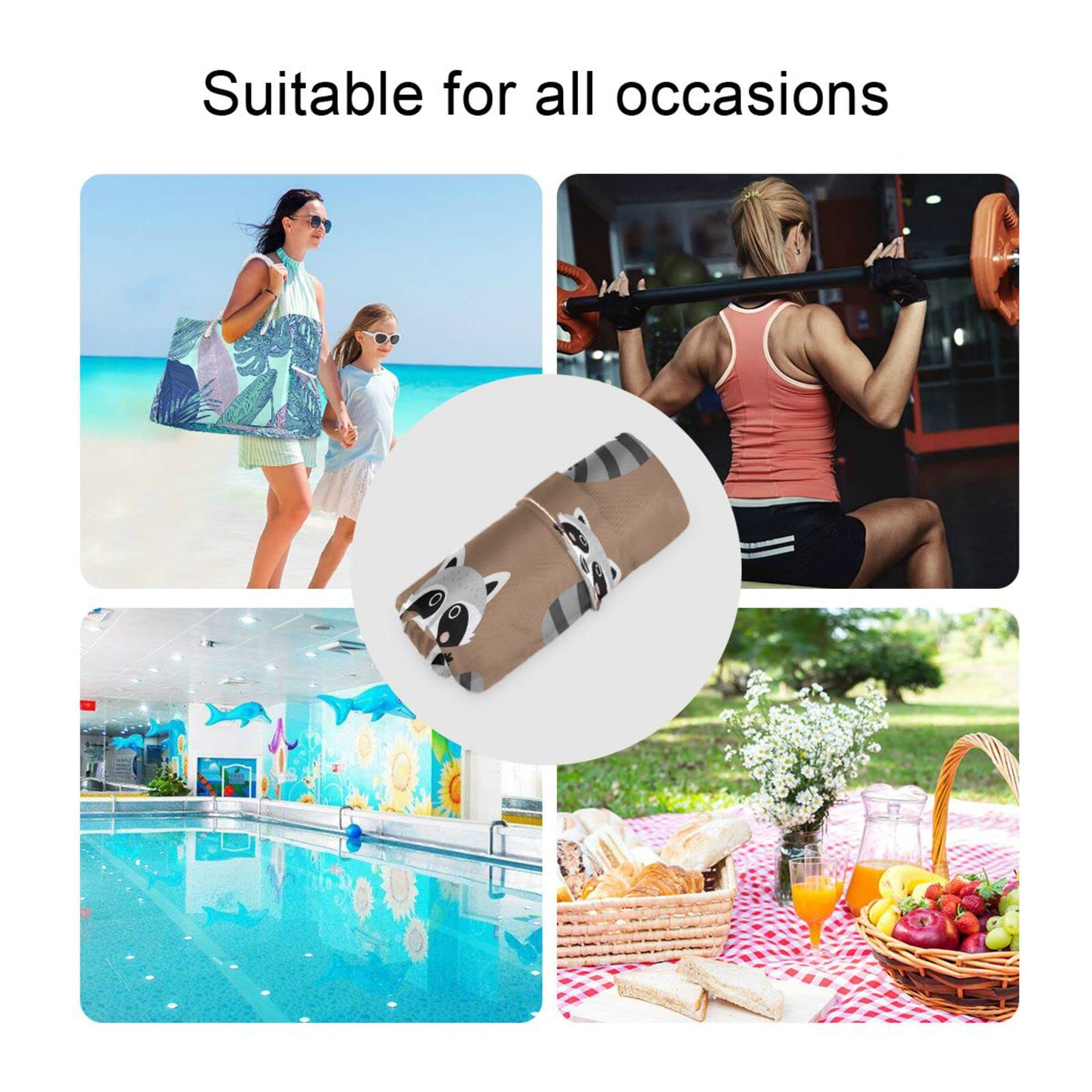 Kigai Cute Raccoon Waterproof Wet Dry Bag Reusable with Handle for Travel, Beach, Pool, Diapers, Toiletries 2Pcs