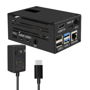 geekworm kvm-a3 kit with raspberry pi 4 case & 20w 5v 4a usb type-c power adapter compatible with raspberry pi 4 model b only