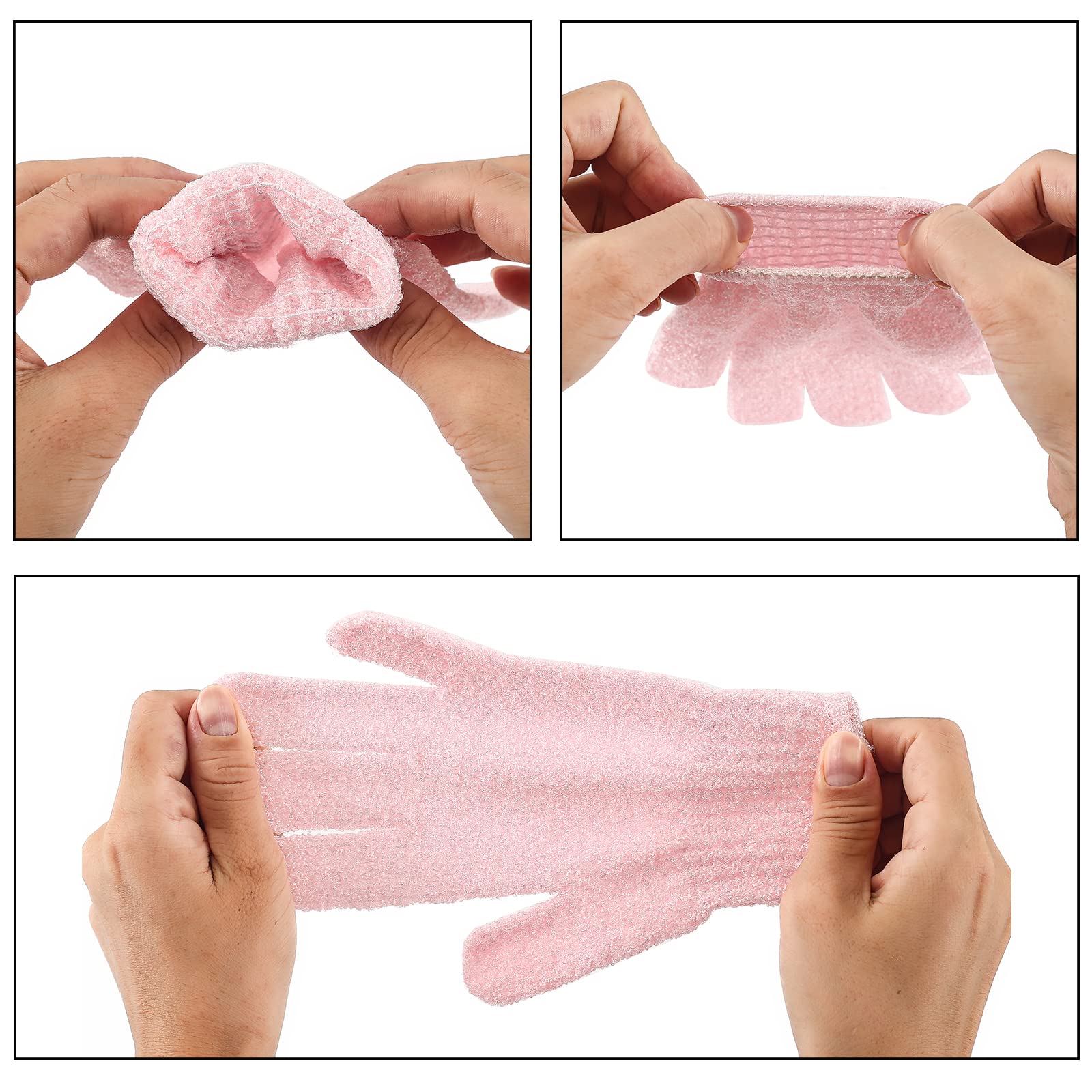 3 Pairs Exfoliating Gloves,Double Sided Exfoliating Glove,Exfoliating Body Scrub,Body Scrubber Shower Gloves,Bath Exfoliating Glove for Shower,Spa,Massage and Body Scrubs,Dead Skin Cell Remover