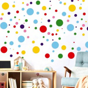 312 pieces polka dots wall sticker colorful round wall decals for kids boys girls bedroom, playroom, living room and nursery room ( 9 sizes, 6 colors)… (a)