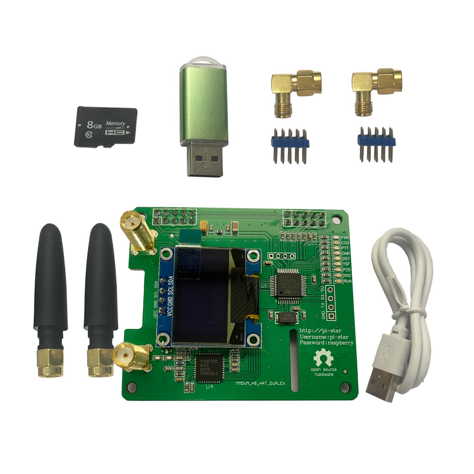 Duplex mmdvm Hotspot Board hat OLED Two Timeslots Two Colors Yellow Blue OLED Low BER 0 Offset Tf Card Written Pi-Star Software