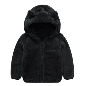 jeskids toddler girls boys fleece hoody jacket zip up teddy coat warm winter outwear black 4t 5t