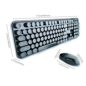 STIVIC Wireless Keyboard and Mouse Combo, Retro typewriter Style Keyboard with Round Keycaps, 2.4GHz Dropout-Free Connection Mouse with 3 Adjustable DPI for Windows Notebook PC (Black1)