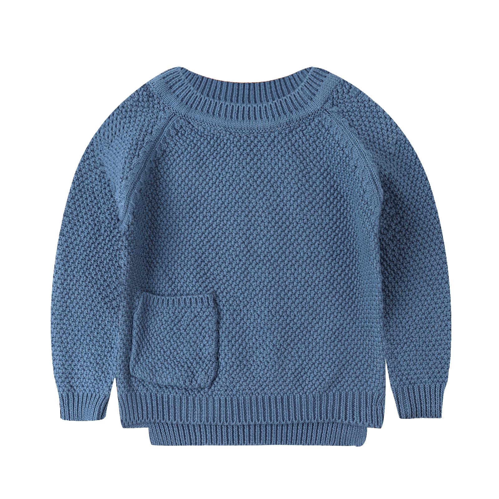 Peecabe Toddler Baby Girl Boy Cable Knit Sweater Cotton Infant Pullover Crewneck Long Sleeve Sweatshirt Fall Winter (Haze Blue, 6M)