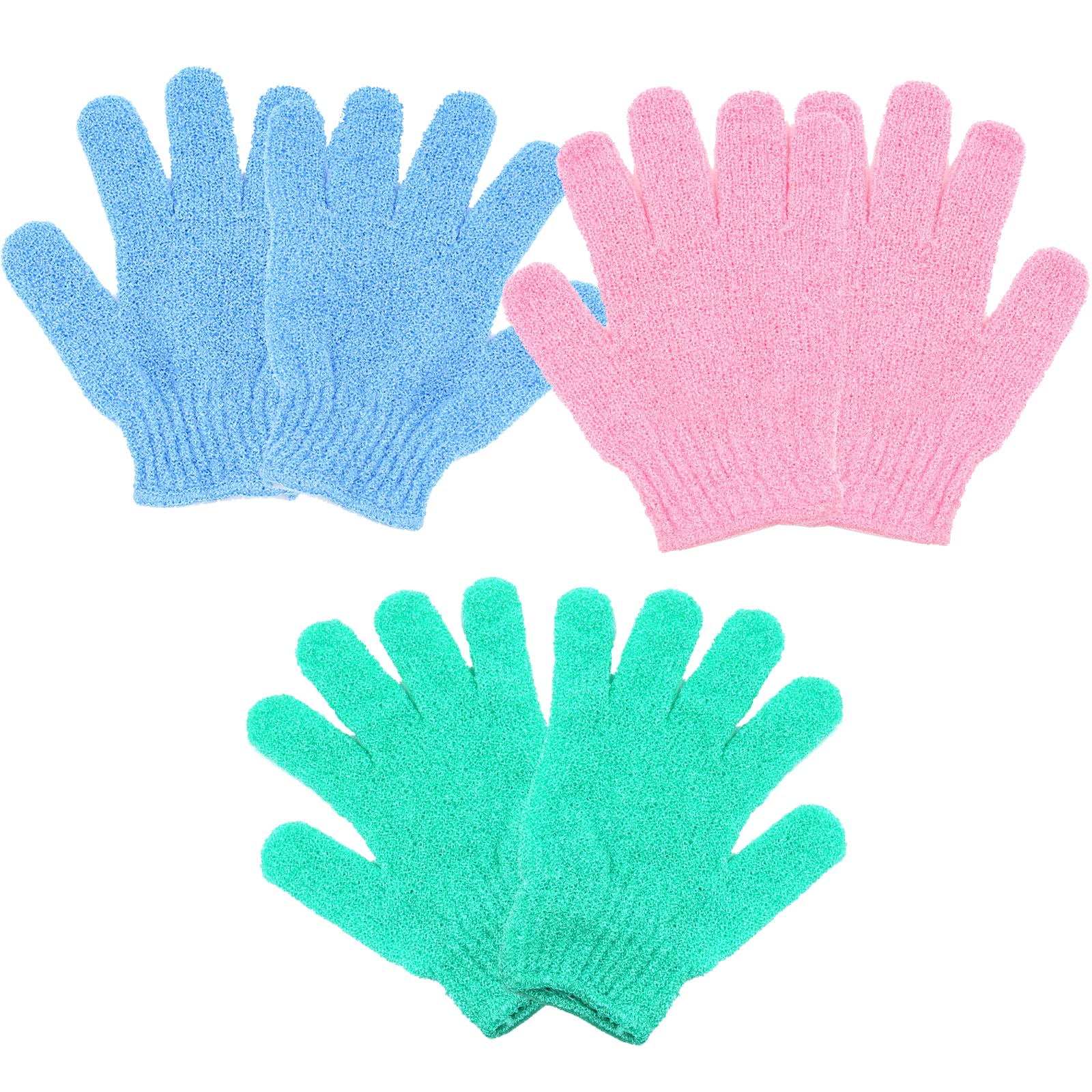 3 Pairs Exfoliating Gloves,Double Sided Exfoliating Glove,Exfoliating Body Scrub,Body Scrubber Shower Gloves,Bath Exfoliating Glove for Shower,Spa,Massage and Body Scrubs,Dead Skin Cell Remover