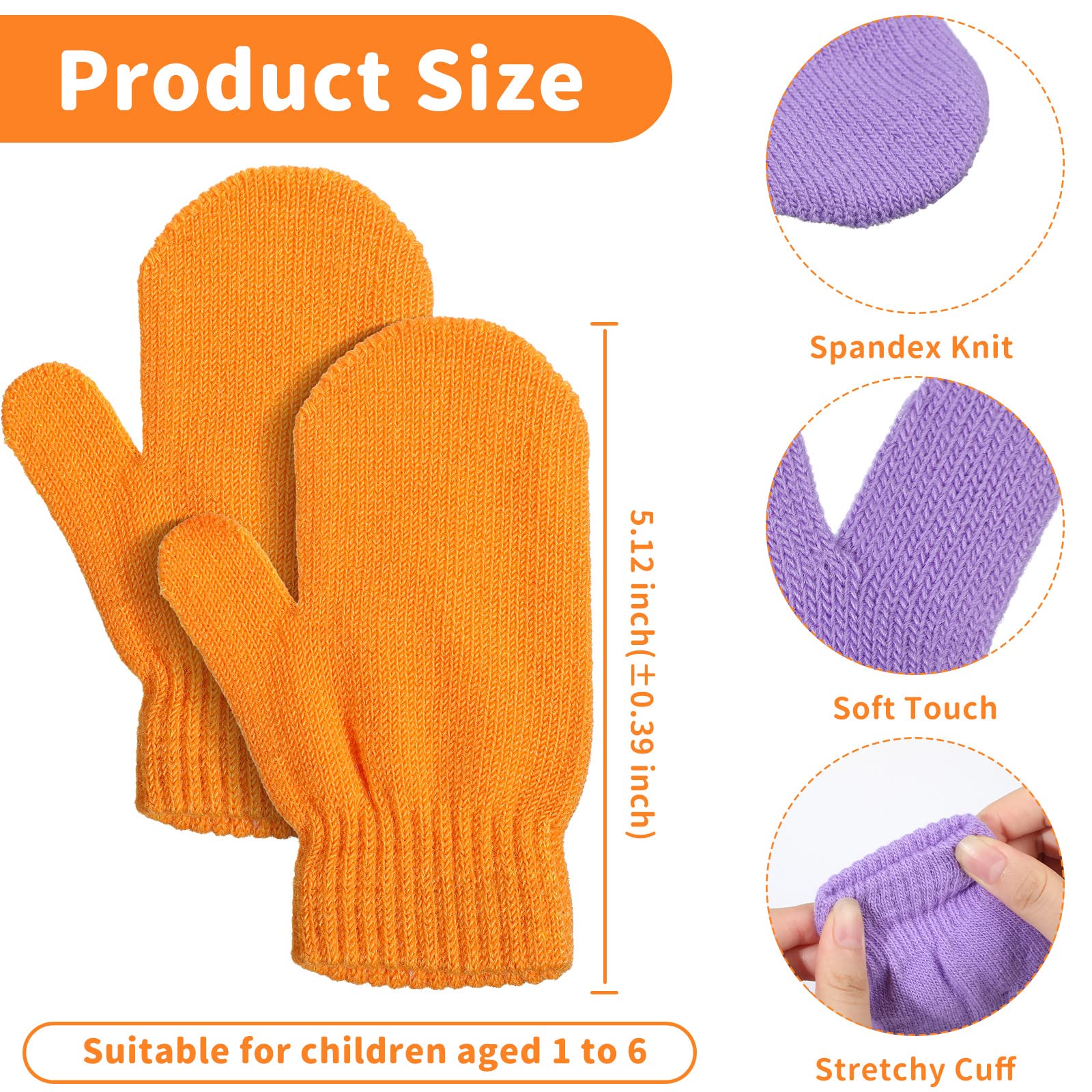 Handepo 50 Pairs Kids Winter Mittens Gloves Bulk Toddler Stretch Mittens Children Knit Gloves for Homeless Little Girl Boys(Multi Color, 50 Pairs)