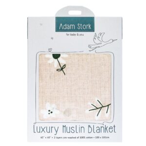 Stork Essentials Muslin Swaddle Blanket Cotton Newborn Receiving Blanket for Swaddling (Blush Pink Floral)