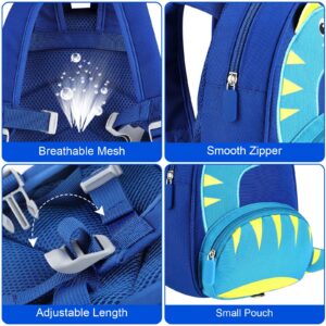 Accmor Toddler Harness Backpack with Leash, Cute Dinosaur Kid Back Pack with Anti Lost Wrist Link, Child Harnesses Leashes for Walking, Mini Toddler Daycare Bag with Rope Tether for Baby Boys (Blue)