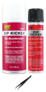 zap zip kicker, ca accelerator 5 ounce and ca accelerator 2 ounce (pack of 2) - with make your day tweezers