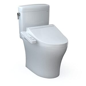 aquia iv cube 2-piece 1.28 gpf dual flush elongated ada comfort height toilet in cotton white, c2 washlet seat included