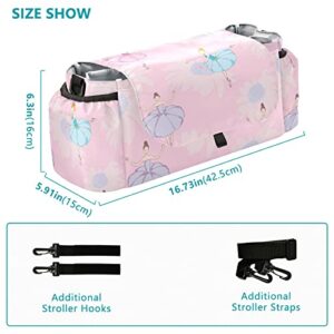 Sinestour Dancer Flowers Stroller Organizer with Cup Holder Universal Stroller Organizer Bag Detachable Shoulder Strap Stroller Accessories for Diaper Keys Phone Toys Fit All Baby Stroller