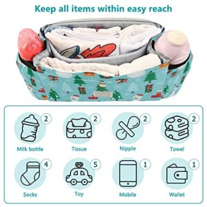 Sinestour Christmas Cute Snowman Stroller Organizer with Cup Holder Universal Stroller Organizer Bag Detachable Shoulder Strap Stroller Accessories for Diaper Phone Keys Toys Fit All Baby Stroller