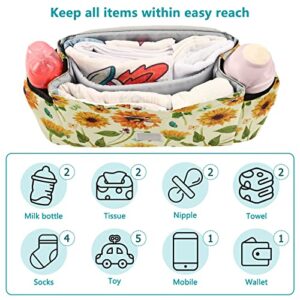 Sunflowers Butterflies Stroller Organizer with Cup Holder Universal Stroller Organizer Bag Detachable Shoulder Strap Stroller Accessories for Diaper Toys Phone Keys Fit All Baby Stroller