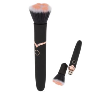 electric makeup brush, 10 gears vibration massage brush, works with, concealer or blush, rechargeable adjustable loose powder brush black