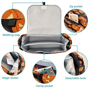 Hat Halloween Pumpkins Stroller Organizer with Cup Holder Universal Stroller Organizer Bag Detachable Shoulder Strap Stroller Accessories for Diaper Snacks Toys Keys Fit All Baby Stroller