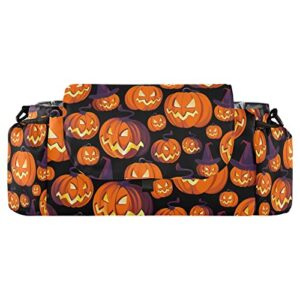 Hat Halloween Pumpkins Stroller Organizer with Cup Holder Universal Stroller Organizer Bag Detachable Shoulder Strap Stroller Accessories for Diaper Snacks Toys Keys Fit All Baby Stroller