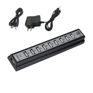 saidian 1pcs 10 port usb2.0 external hub with power adapter high-speed expander multi-interface usb hub