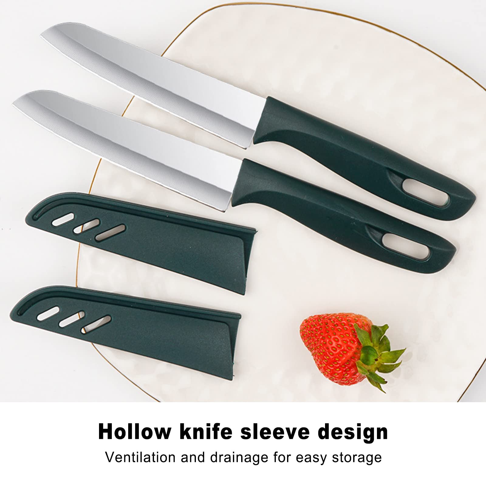 Paring Knife, New Sharp and Long Lasting Fruit Knife with Protective Cover, Exquisite dark green look, Suitable for Most Types of Vegetables, Fruits and Meat (10 Pieces)