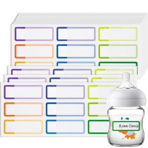 waterproof baby bottle labels for daycare supplies self-laminating, dishwasher safe, 108 pcs toddler daycare labels, school name labels stickers for kids stuff, kids name tags for plastic water bottle