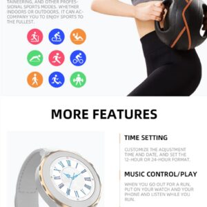 HANDA Smart Watch for Women, Fitness Tracker Smartwatch with Heart Rate Blood Oxygen Sleep Monitor Bluetooth Call Pedometer AI Voice Control IP67 Waterproof Activity Tracker for Android iOS (Gold)