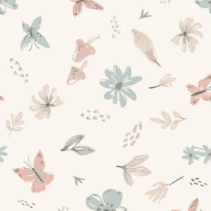 Lambs & Ivy Baby Blooms Watercolor Floral/Butterfly Cotton Fitted Crib Sheet