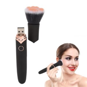 Electric Makeup Brush, 10 Gears Vibration Massage Brush, Works with, Concealer or Blush, Rechargeable Adjustable Loose Powder Brush Black