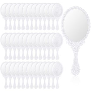 40 pcs vintage handheld mirror retro hand held mirror vintage hand mirror hand mirrors with handle plastic hand held mirrors for kids cute compact mirror for girls (white)