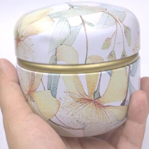 Topwon Powder Case with Powder Puff for Body Powder Container Dusting Powder Case for Baby&Mom (Gloden Flower)