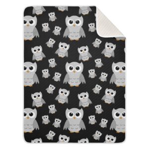 domiking gray owls black personalized baby blankets with name for boys girls sleep customized throw blanket with cotton quilted crib blanket for baby children teen boys, unisex newborn