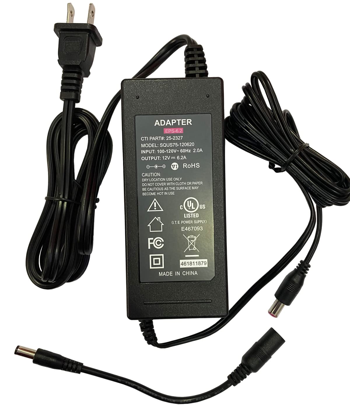 UL Listed 12V AC/DC Adapter Compatible with Wahoo Fitness KICKR V5 WFBKTR120 WF113 V4 WFBKTR118 V3 WFBKTR117 KICKR14/15 WFBKTRNR KICKR16 V2 WFBKTR116 Axis Smart Trainer Bike 5.0A Power Supply Charger