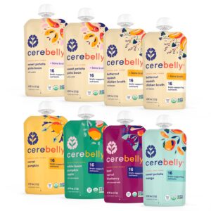 cerebelly organic baby food pouches – 6+ months | clean label project certified | 16 nutrients, no added sugar, non-gmo | toddler pouches | 4 ounce bpa-free pouches | veggies & bone broth variety pack