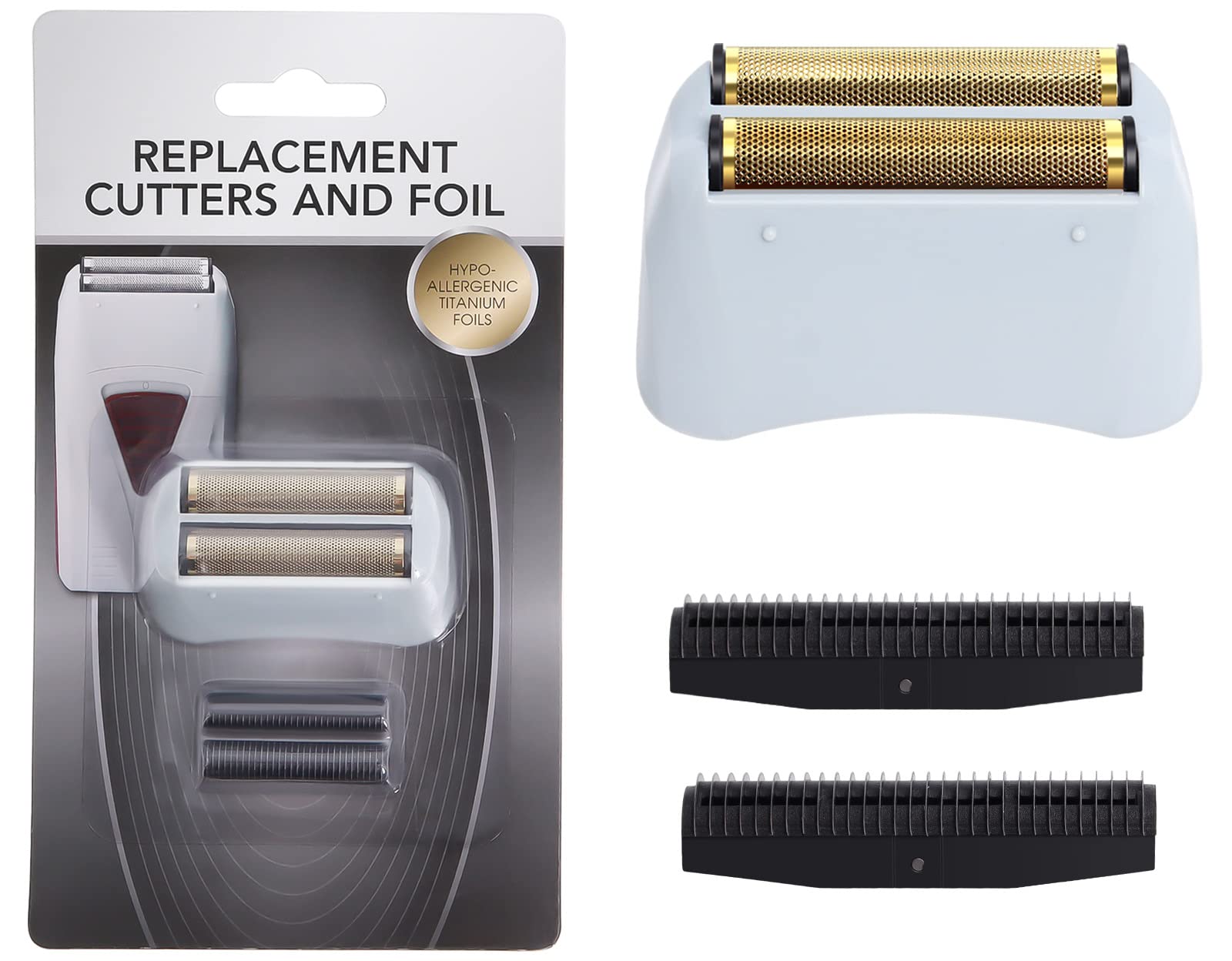 2 Pack Pro Shaver Replacement Foil and Cutters Compatible with Andis 17150(TS-1)/17155/17200 Shaver for ProFoil & Lithium Shaver, Golden