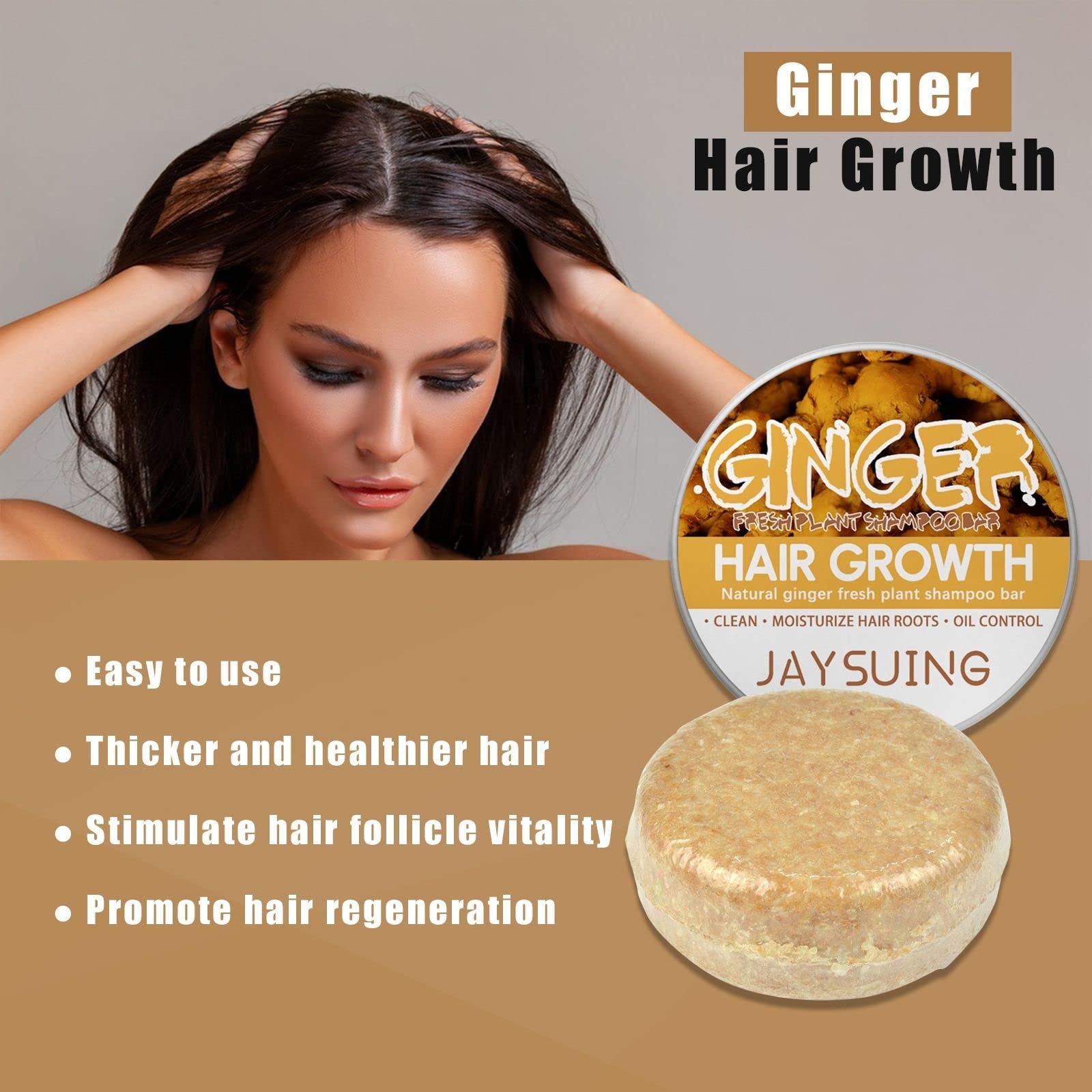 CROOT Ginger Regrowth Shampoo Soap Bar, 2PCS, For Thinning And Hair Loss, Balances Oily Scalp, Increases Volume & Restores Nutrients To Hair Follicles