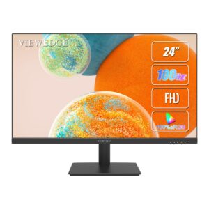 viewedge 24 inch monitor - fhd 1080p 100hz (supports 75hz) computer monitor 24 inch with bluelight filter hdmi vga ports, 100x100 mm vesa (wall mountable), ultra thin bezel designed