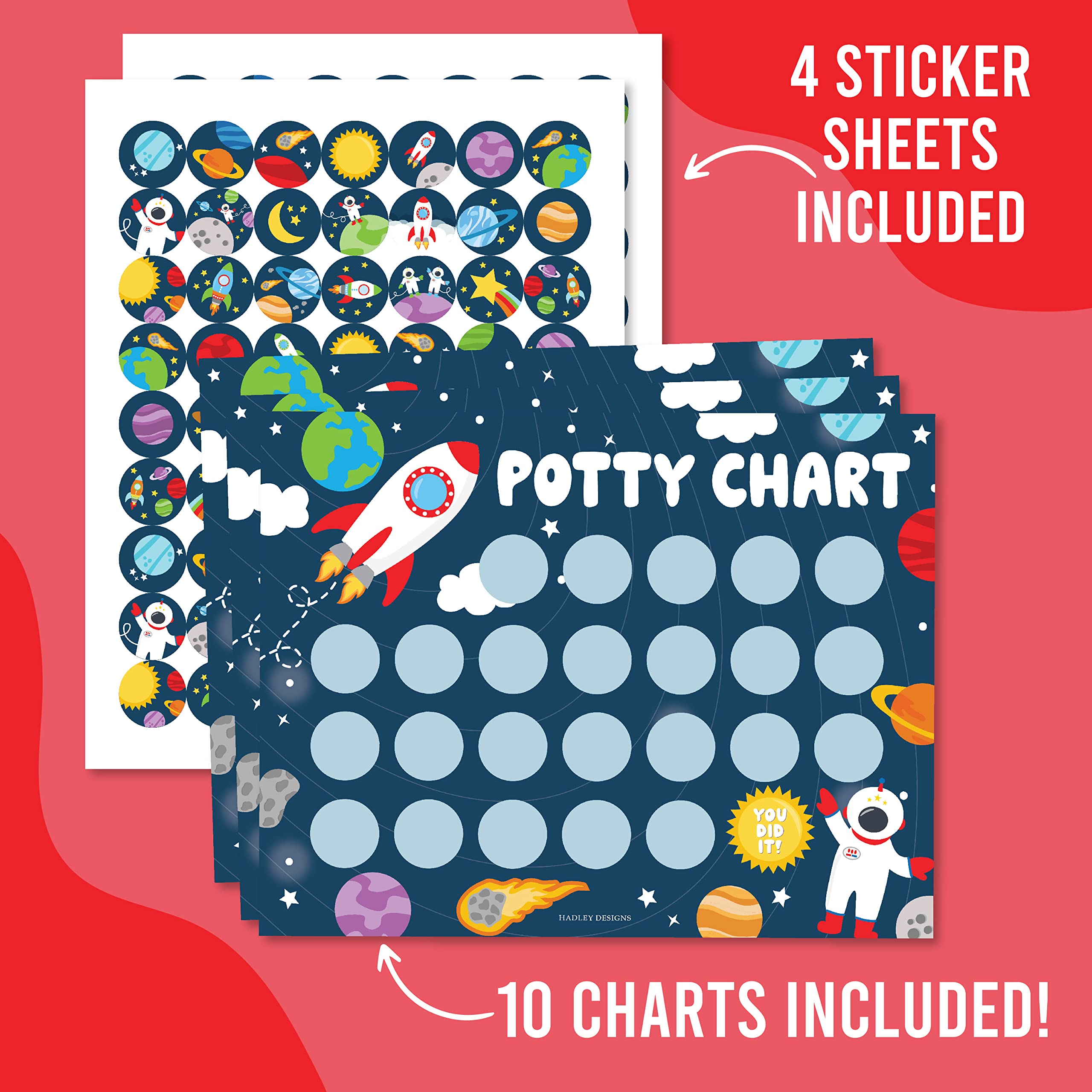 Space Sticker Chart for Kids Potty Training Chart for Toddlers Boys - Potty Chart for Girls with Stickers, Potty Training Sticker Chart for Girls Potty, Potty Chart for Boys with Stickers