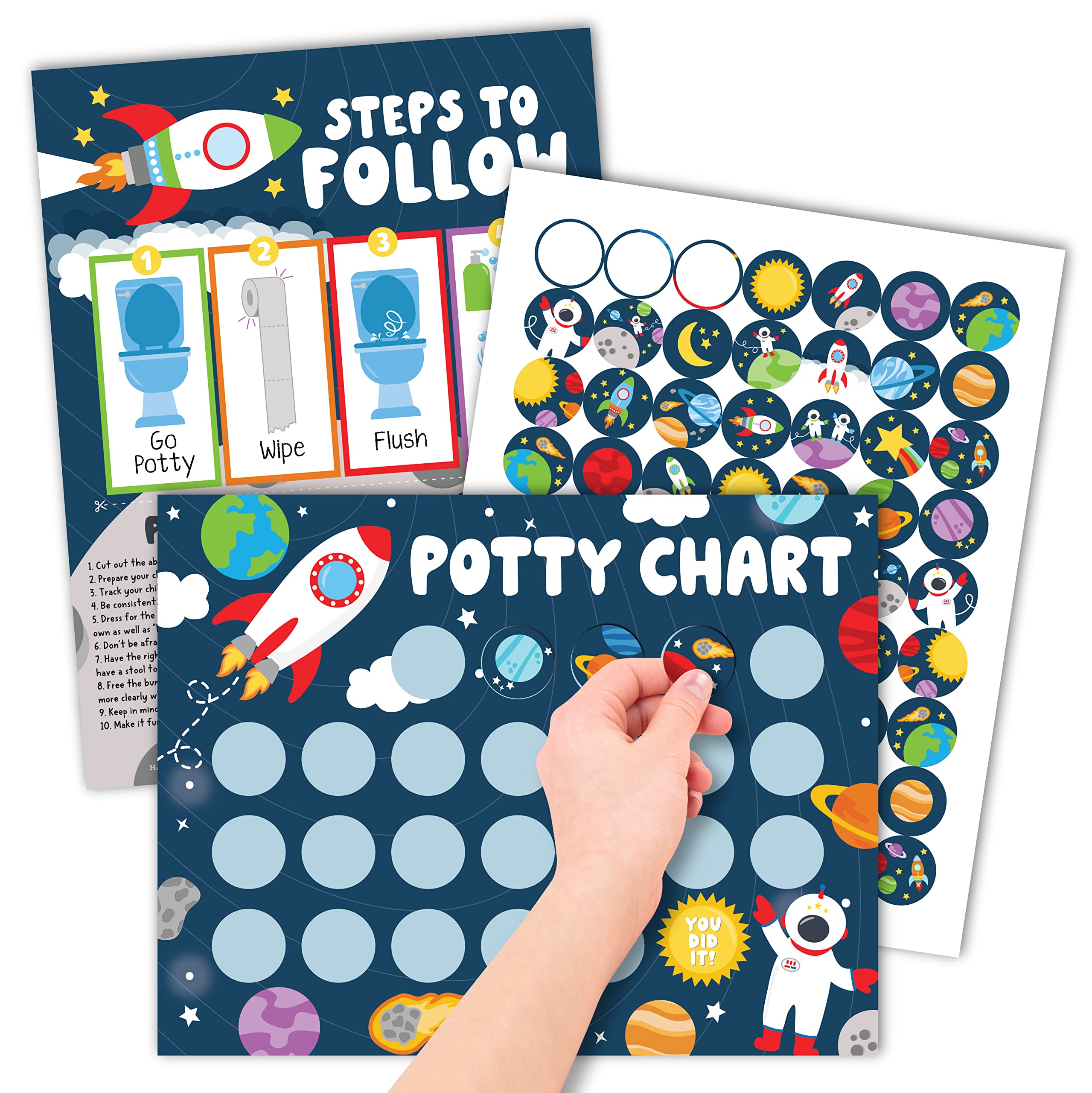 Space Sticker Chart for Kids Potty Training Chart for Toddlers Boys - Potty Chart for Girls with Stickers, Potty Training Sticker Chart for Girls Potty, Potty Chart for Boys with Stickers