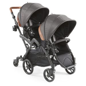 contours curve v2 convertible tandem double baby stroller & toddler stroller - twin stroller, 360 turns, removable and reversible seats, infant car seat compatibility - black herringbone