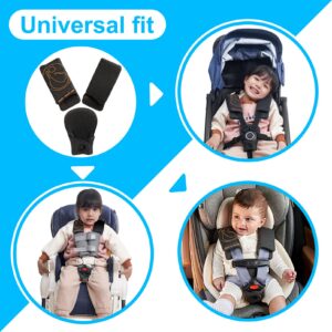 Innokids Car Seat Strap Cover Set for Baby Kids Seat Belt Covers with Crotch Pad Back Anti-Slip Design for Car Seats Pushchair Stroller (Medium (5.9”L), Black Grey)