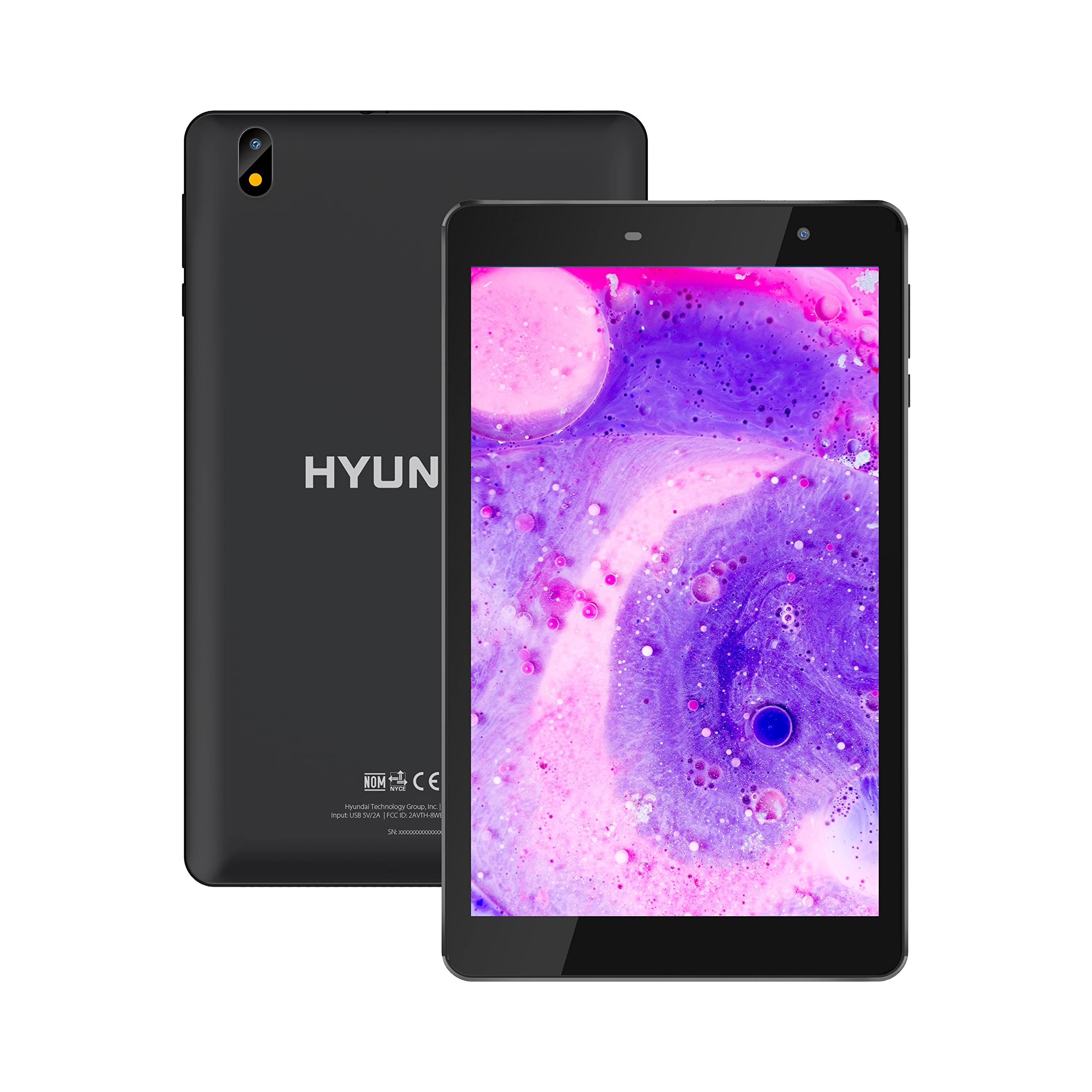 HYUNDAI HYTab Plus 8LB1, 8" HD IPS, Android 11, Quad-Core, 3GB/32GB, 2MP/5MP, 4000mAh, Data-Only for T-Mobile or AT&T – Includes Screen Protector and Clear Case - Black