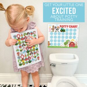 Hadley Designs Farm Animals Sticker Chart for Kids Potty Training Chart for Toddlers Boys - Potty Training Sticker Chart for Girls Potty, Potty Chart for Boys with Stickers