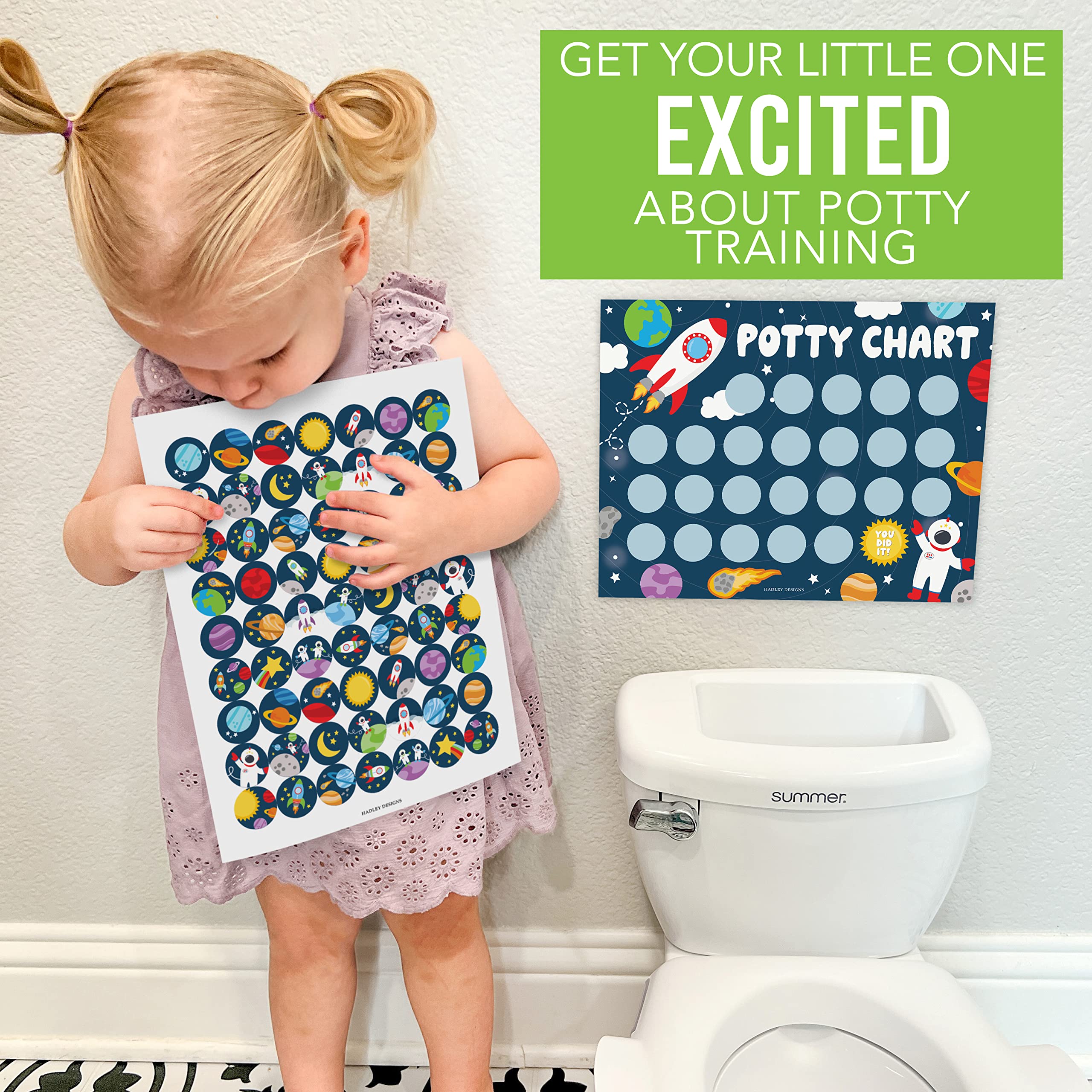 Space Sticker Chart for Kids Potty Training Chart for Toddlers Boys - Potty Chart for Girls with Stickers, Potty Training Sticker Chart for Girls Potty, Potty Chart for Boys with Stickers