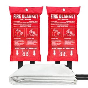 guardryshely fire blanket for home, emergency fire blanket kitchen, easy to store fire suppression blanket, fiberglass fire blanket emergency for grill, car, fireplace (39 in x 39 in), 2 packs