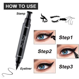 AMY'S DIARY Eyeliner Stamp 2 Pens Winged Stamp Eyeliner, Perfect Wing Cat Eye Stencil Stamp for All Eye Shapes, Winged Eyeliner Stamp, Perfect Wing Cat Eye Liner, Waterproof & Smudge-proof