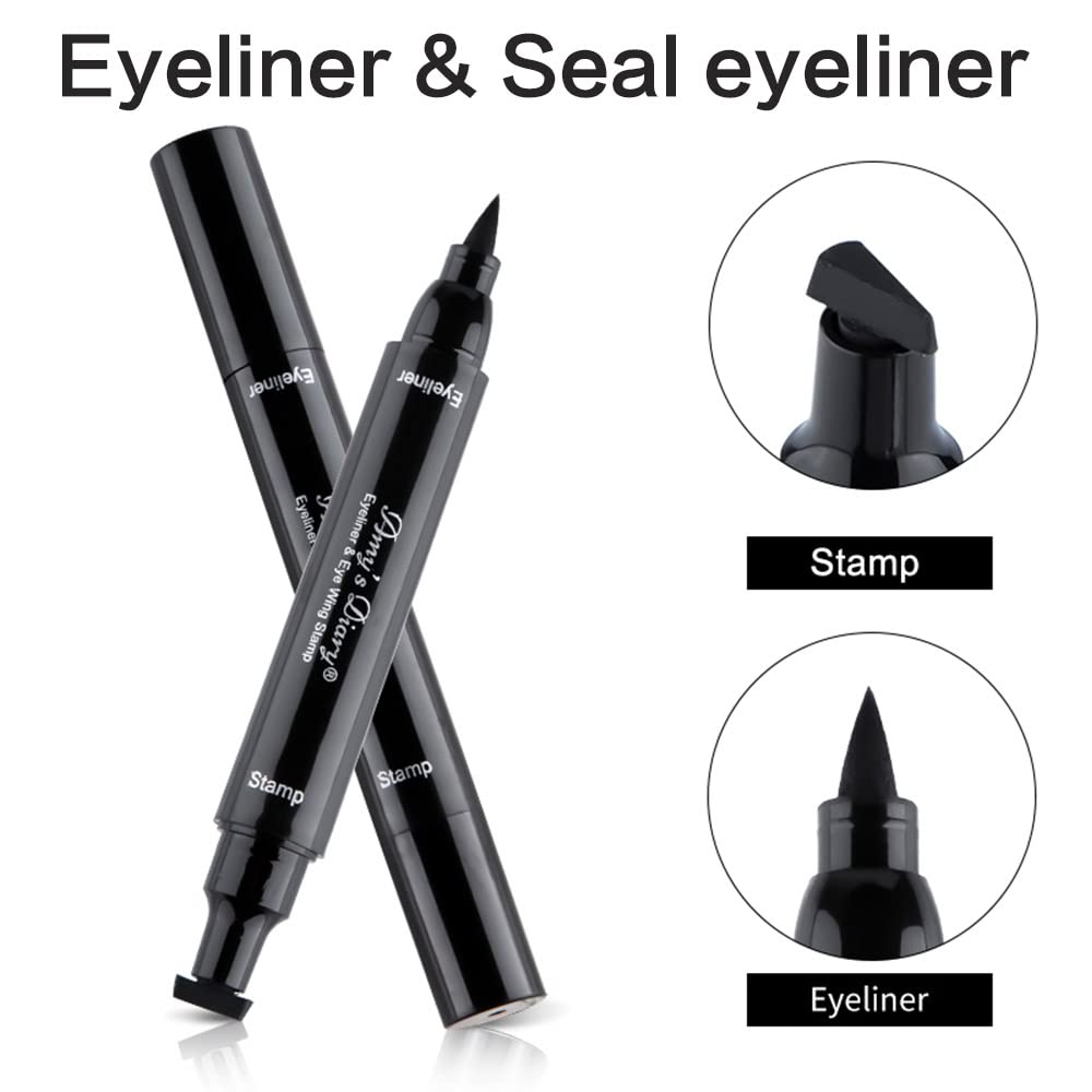 AMY'S DIARY Eyeliner Stamp 2 Pens Winged Stamp Eyeliner, Perfect Wing Cat Eye Stencil Stamp for All Eye Shapes, Winged Eyeliner Stamp, Perfect Wing Cat Eye Liner, Waterproof & Smudge-proof