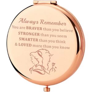 keychin beauty fairy movie pocket mirror princess fans gifts always remember you are braver stronger smarter than you think compact mirror for women girls teenagers (beauty mirror-rg)