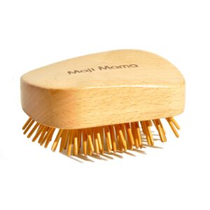 maji mama handmade natural wooden hair brush hairbrush with bamboo pins massage scalp & detangling all hair types