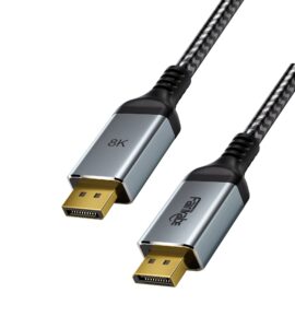 fairikabe displayport 1.4 cable, dp 8k cable 6.6ft (8k@60hz, 4k@144hz, 2k@240hz), display port cable 1.4 support 32.4gbit/s, hdr 10, hbr3, freesync, g-sync, dsc1.2