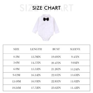 SOBOWO Baby Boy White Dress Shirt Infant Funeral Formal Dress Shirt Bodysuit Long Sleeve Button Up One-Piece Romper Jumpsuit Wedding Party 0-24M(18-24 Months, White L)