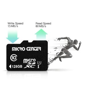 Micro Center 128GB Class 10 MicroSDXC Flash Memory Card with Adapter for Mobile Device Storage Phone, Tablet, Drone & Full HD Video Recording - 80MB/s UHS-I, C10, U1 (5 Pack)